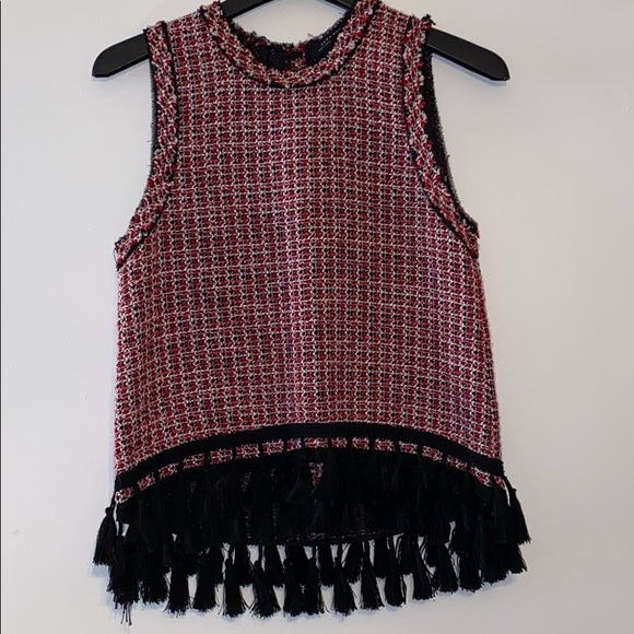 Zara | Tops | Zara Nwot Boucle Top With Fringes | Poshmark